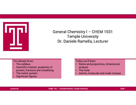 Lecture 02 Moles And Ratios In General Chemistry I Chem 1031 Studocu