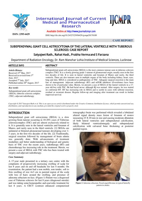 Pdf Subependymal Giant Cell Astrocytoma Of The Lateral Ventricle With