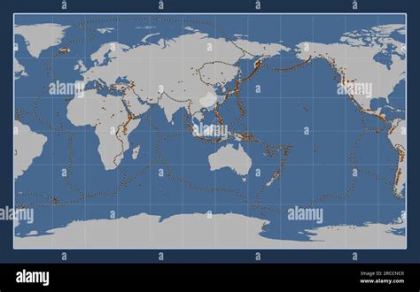 Shape Of The Yangtze Tectonic Plate On The Solid Contour Map In The Compact Miller Projection
