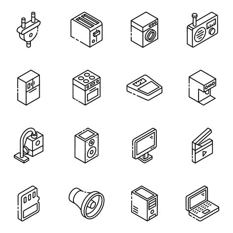 Home Appliances Elements Isometric Icon Set Vector Art At Vecteezy