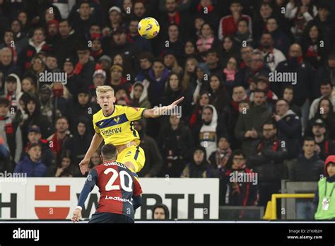 Josh Doig Of Hellas Verona Fc Heads The Ball During Genoa Cfc Vs Hellas