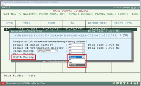 If Unable To Send Backup On E Mail Alert Appears While Sending Financial Year Backup On E