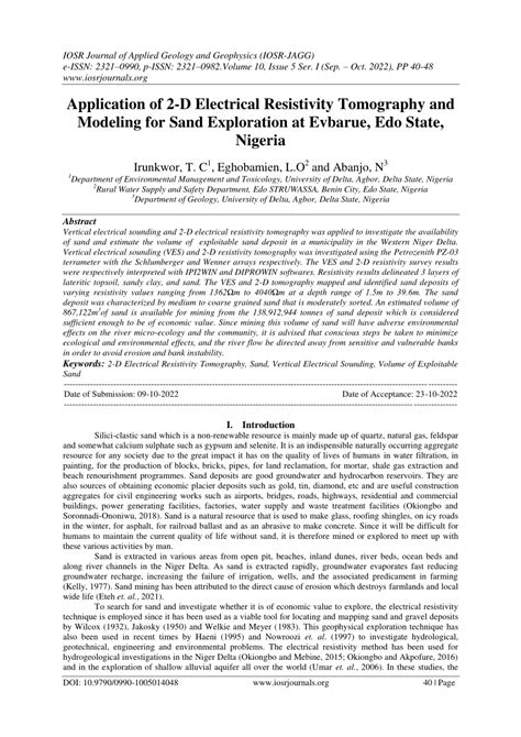 Pdf Application Of 2 D Electrical Resistivity Tomography And Modeling