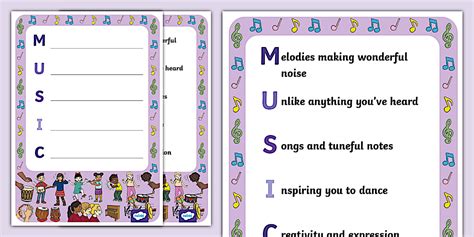 Music Acrostic Poem Example Hecho Por Educadores Twinkl