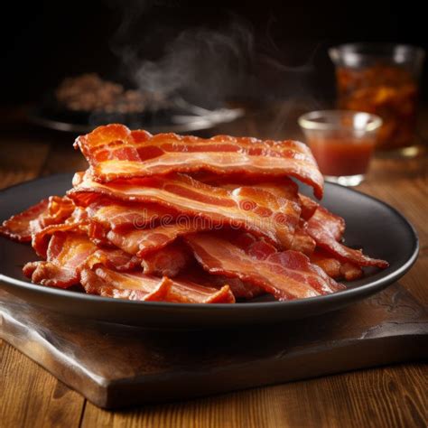 Multilayered Bacon On Brown Wooden Table A Perfect English Bitter