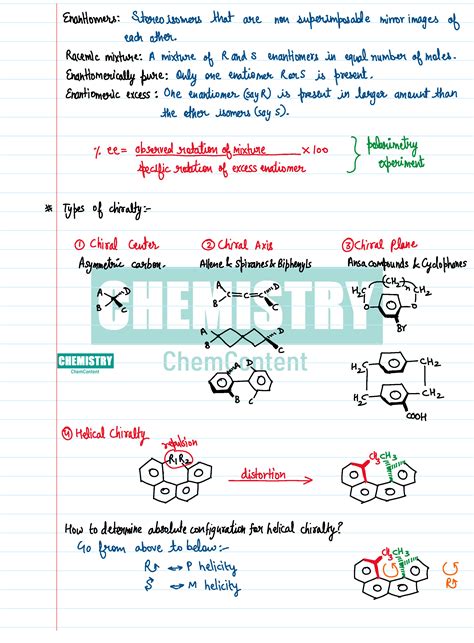 Stereochemistry Exam Revision Notes Chemcontent
