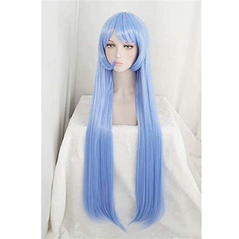 Aicw Long Sky Blue Straight Cosplay Wigs Anime Synthetic Hair Women