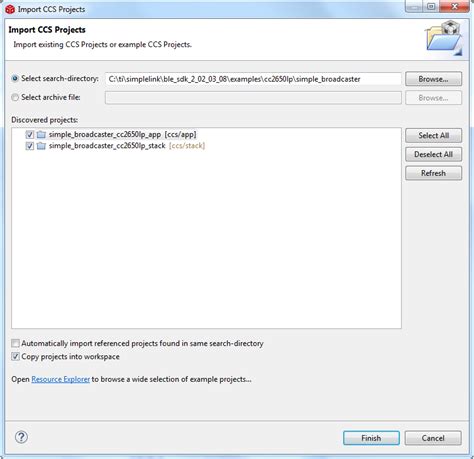 ccs launchxl cc2650 getting started with an example from ble sdk