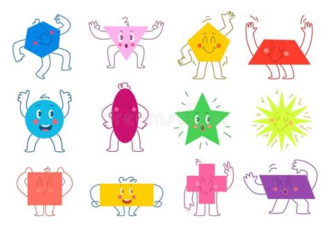 simple form characters geometric abstract people with funny emotions exact vector square