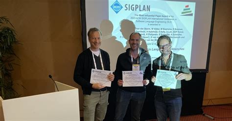 most influential paper award of acm sigplan sle conference for tijs van der storm and others
