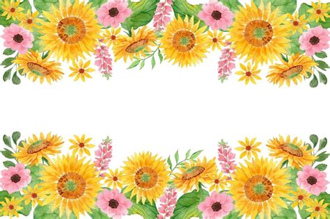 Diseño Plano De Marco De Girasol Vector Gratis