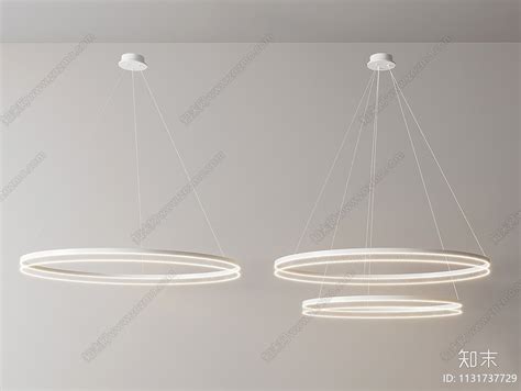 现代极简金属环形吊灯组合su模型下载【id 1131737729】 知末su模型网