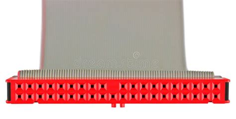 Ide Connector Plug In Red Flat Grey Ribbon Interface Cable For Pc