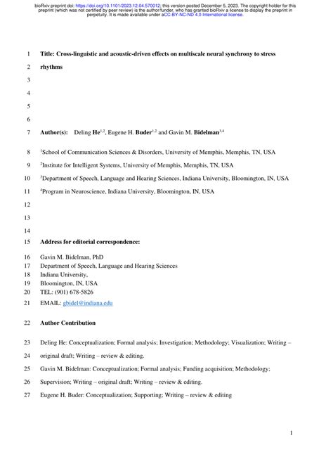 Pdf Cross Linguistic And Acoustic Driven Effects On Multiscale Neural Synchrony To Stress Rhythms