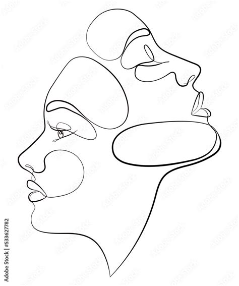 Two Faces One Line Drawing An Illustration Of Fashionable Women