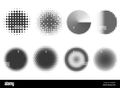 Circle Dots With Halftone Pattern Round Gradient Background Elements With Gradation Points