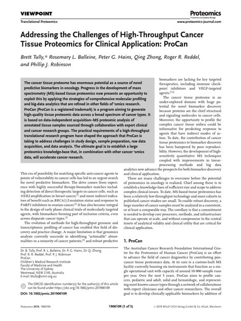 Addressing The Challenges Of High Throughput Cancer Tissue Proteomics