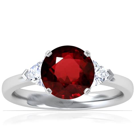 Gemsny July Birthstone Classic Round Ruby Three Stone Ring With