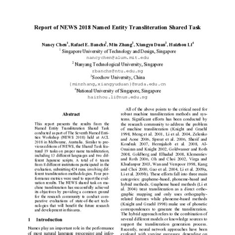 Report Of News 2018 Named Entity Transliteration Shared Task Acl