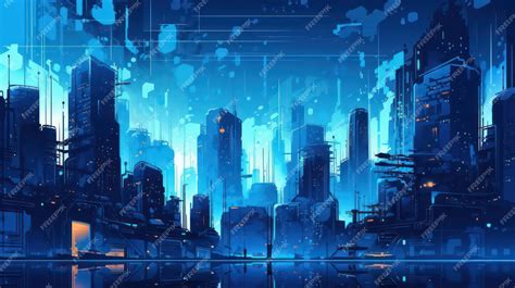 Киберпанк город синие обои для рабочего стола и дизайн проектов Премиум Ai сгенерированное