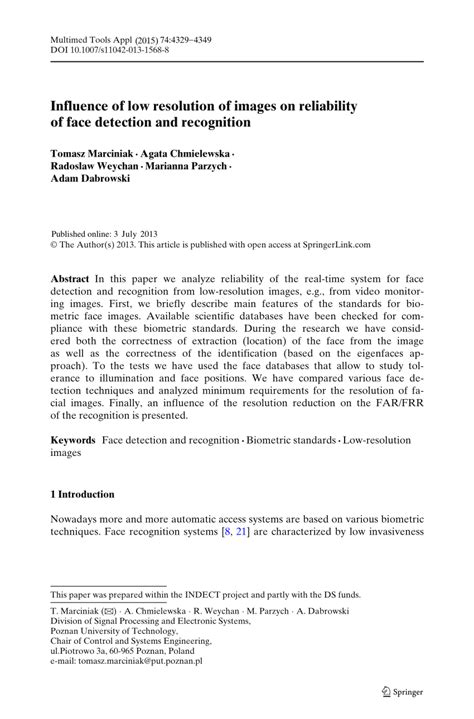 PDF Influence Of Pose Angle On Face Recognition From Very Low Resolution Images