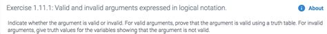 Solved Exercise Valid And Invalid Arguments Chegg
