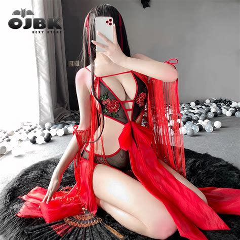 OJBK Disfraces De Cosplay Sexy Para Mujer Traje De Baile De Encaje Con