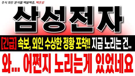 삼성전자 주가 전망 긴급 속보 외인 수상한 정황 포착 지금 노리는건 와 어쩐지 노리는게 있었네요 Youtube