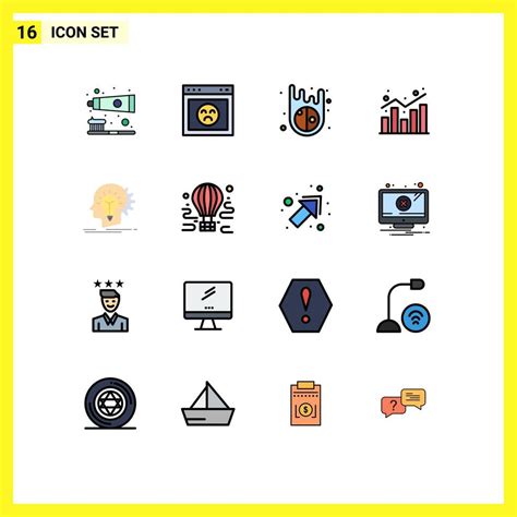 User Interface Pack Of 16 Basic Flat Color Filled Lines Of Creativity