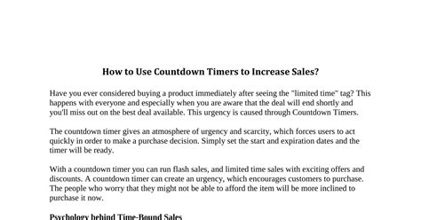 How To Use Countdown Timers To Increase Sales Pdf DocDroid