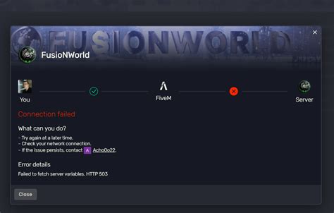 Fivem Error 503 Fivem Client Support Cfxre Community