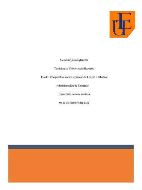 1 Cuadro Comparativo Entre Organización Formal E Informal Pdf