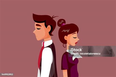 불행한 부부는 서로 이야기하지 않는다 벡터 만화 일러스트 레이 션 기혼에 대한 스톡 벡터 아트 및 기타 이미지 기혼 남녀