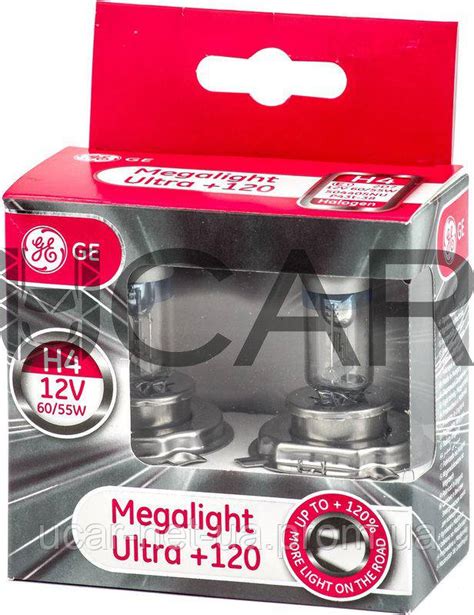 GE Megalight Ultra +120 H4 P43t 12V 60/55W (2 шт.) лампы галогеновые ...