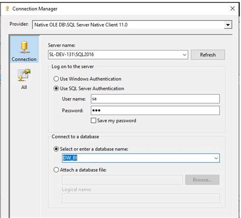SQL Server Integration Service SSIS 2016 Create OLE DB Connection