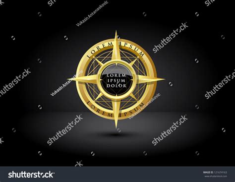 Golden Compass Emblem Stock Vector Royalty Free 121674163 Shutterstock