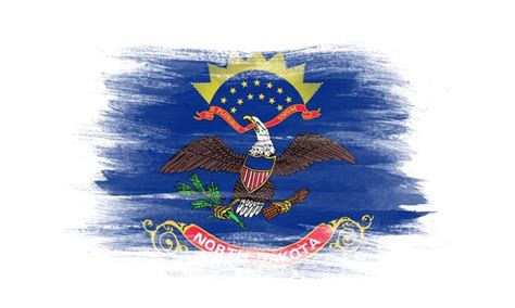 Trazo De Pincel De La Bandera Del Estado De Dakota Del Norte Fondo De