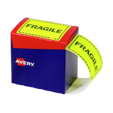 Avery Fluoro Yellow Fragile Labels 996 X 75 Mm Impact