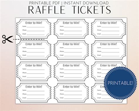 Printable Raffle Tickets Simple Raffle Tickets Enter To Win Tickets Minimalist Raffle Ticktet Etsy