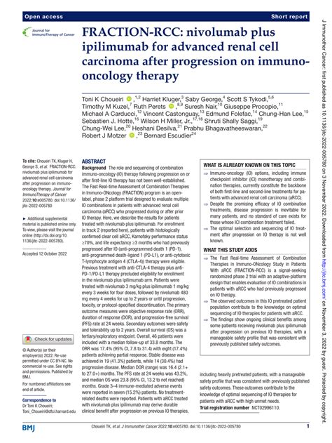 Pdf Fraction Rcc Nivolumab Plus Ipilimumab For Advanced Renal Cell