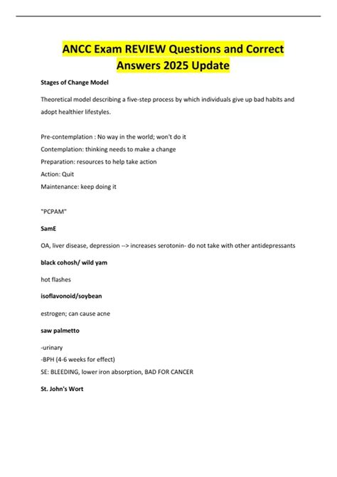 Ancc Exam Review Questions And Correct Answers 2025 Update Ancc Stuvia Us