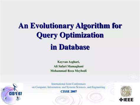 Ppt An Evolutionary Algorithm For Query Optimization In Database