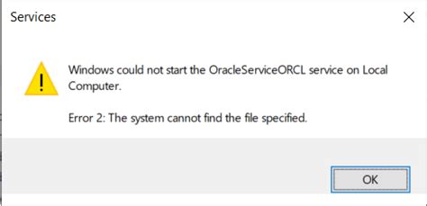 Oracle HELPP Cannot Start OracleServiceORCL Stack Overflow