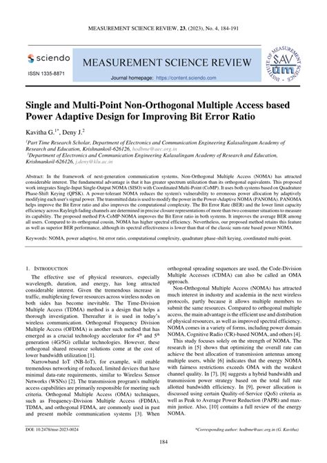 PDF Single And Multi Point Non Orthogonal Multiple Access Based Power
