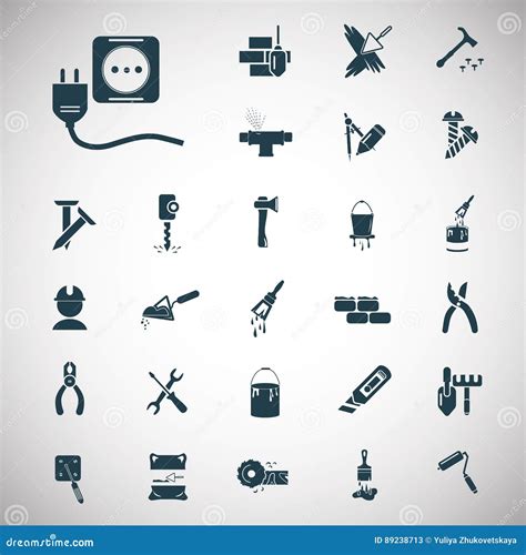 Grupo De Vinte E Sete ícones Da Construção Ilustração Stock