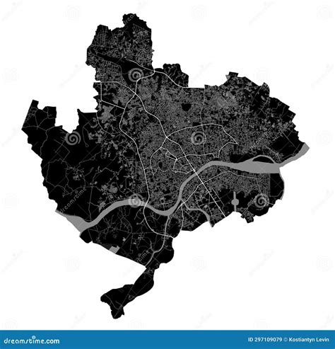 Palembang Map Detailed Black Map Of Palembang City Poster With Roads