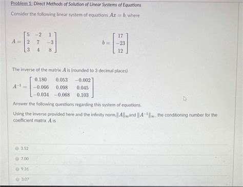 Solved Problem 1 Direct Methods Of Solution Of Linear