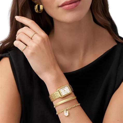 Fossil Raquel Three Hand Date Gold Tone Stainless Steel Watch Es5220