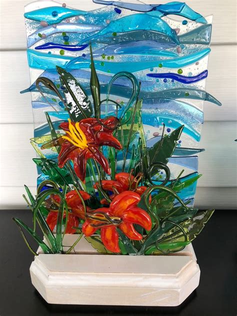 Fused Glass Floral Piece