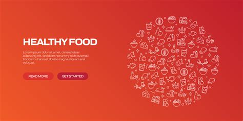 Healthy Food Web Banner With Linear Icons Trendy Linear Style Vector